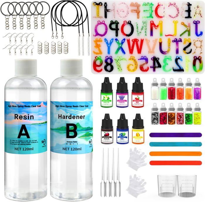 Résine Èpoxy Transparente 240ml, Kit Résine Epoxy Débutant Complet ...