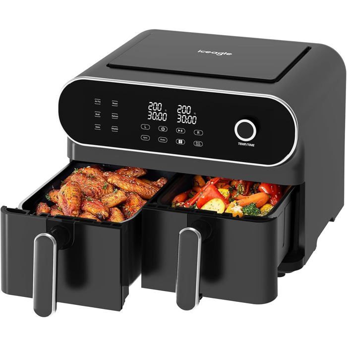 Iceagle Friteuse sans Huile Dual Zone Air Fryer 11L – XXL Friteuse à Air avec Double Tiroir ...