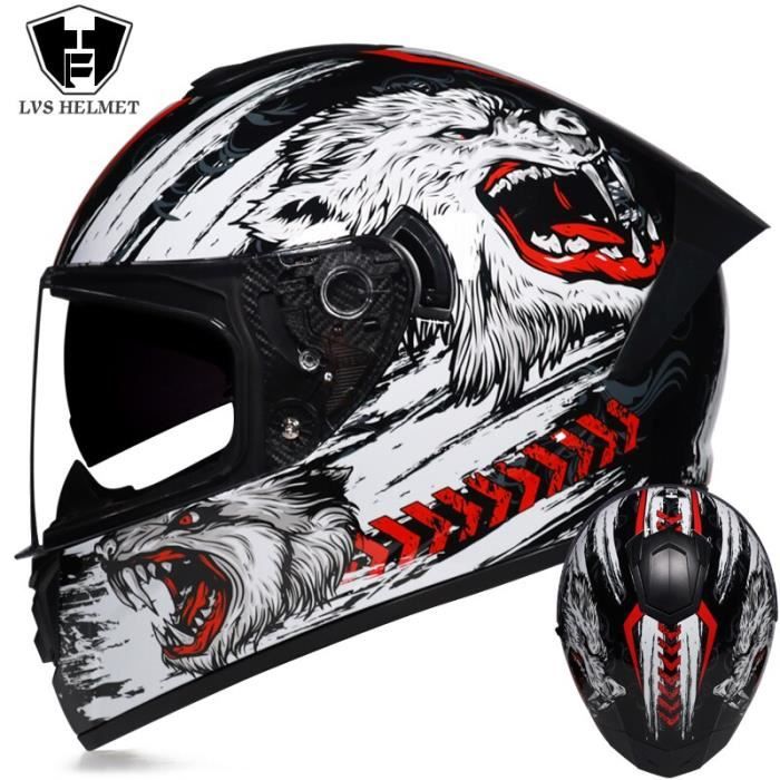 (M B4) Casques de moto de sécurité Full Face Double Lens Racing Casque ...