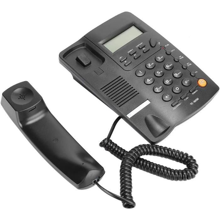 Téléphone Fixe Fixe Noir, Mains Libres Identification de l'appelant Famille Business Office ...