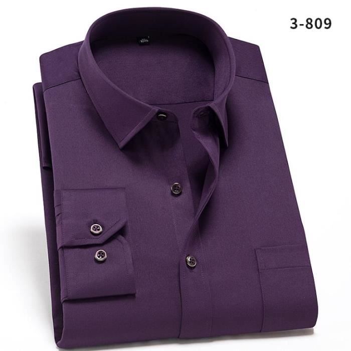 Chemises homme - KJEHOME - Haute Qualité Confortable et Décontracté - Manches longues - Violet ...