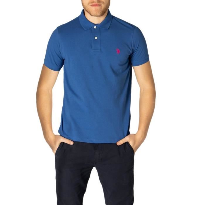 Polo homme en coton bleu U.S. POLO ASSN. - coupe regular - col polo ...