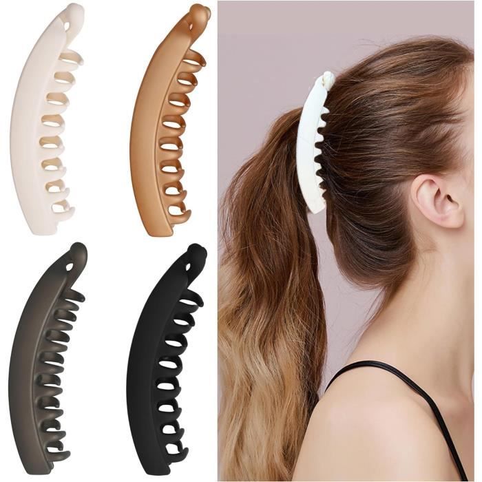 Lot De 4 Grandes Pinces À Cheveux Banane Pour Femmes Rétro Jolies ...