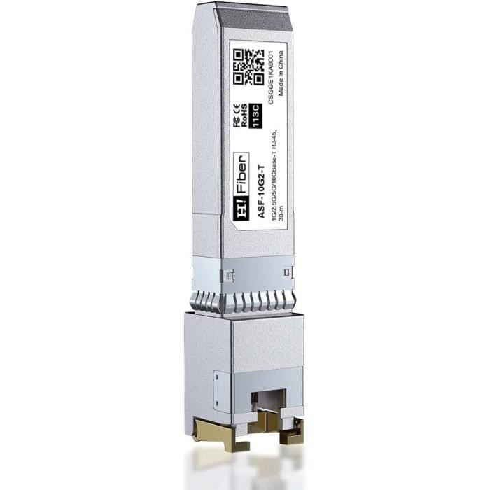 1-2.5-5-10Gb Sfp+ Rj45 Transceiver, Module Cuivre Ethernet Sfp+ 10 Gbase-T, Compatible Avec ...