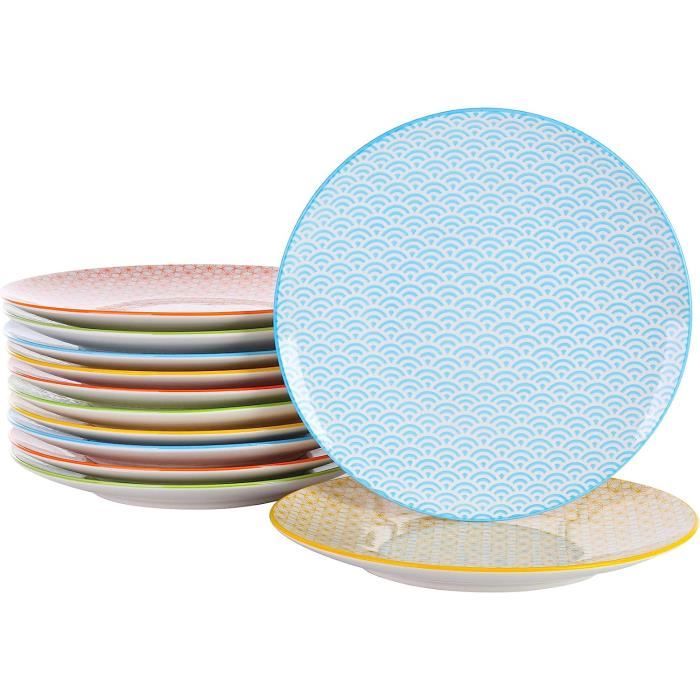 Vancasso, série NATSUKI, Assiette Plate Porcelaine, Assiette à Dîner ...