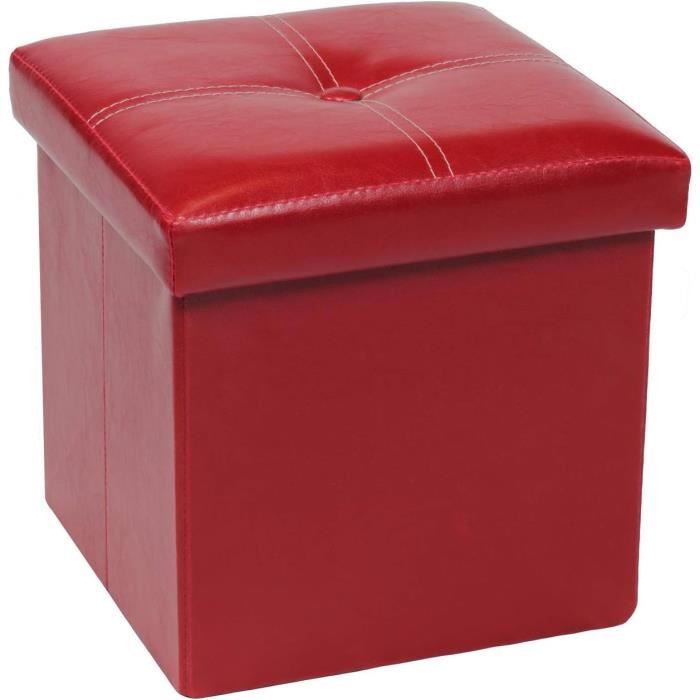 Boîte De Rangement Rouge Tabouret Pouf Cube Dé Pliable Petit Meuble De ...