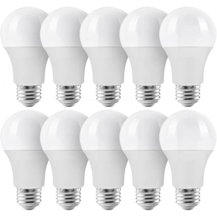 Lot De 10 Ampoules Led E27, 8,5 W, 806 Lumens, Blanc Chaud, 3000 K, Remplace Une Ampoule De 60 W ...