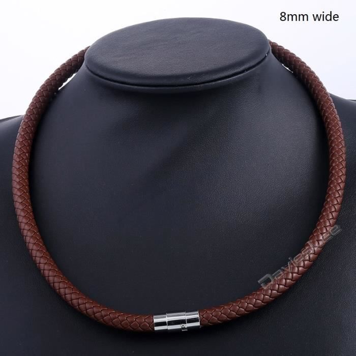 Collier fin en corde tressée pour homme, bijou masculin en cuir, ras du ...