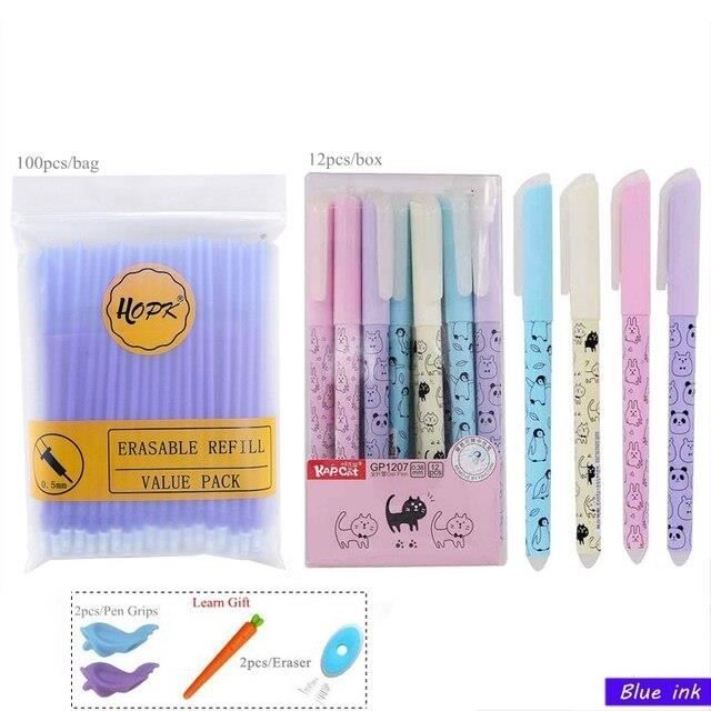 STYLO,L-Set-blue ink--Stylo à Gel effaçable, 100 + 12 pièces-ensemble ...