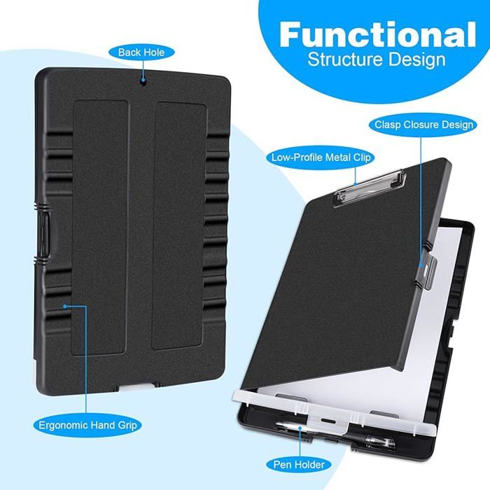 Porte-bloc avec Rangement, Prote-loc A4 avec Pince pour Documents ...