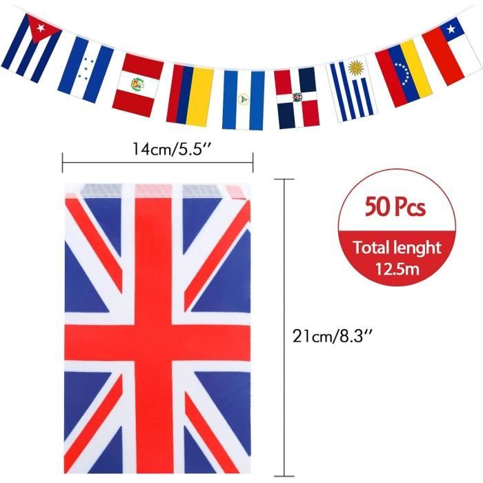 Drapeaux De 50 Pays Guirlande Drapeaux Du Monde 14 * 21Cm, Décoration ...