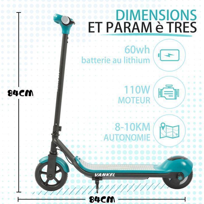 Vankel Trottinette Électrique Enfant 6-14 Ans – 12 km/h – Vert , LED ...