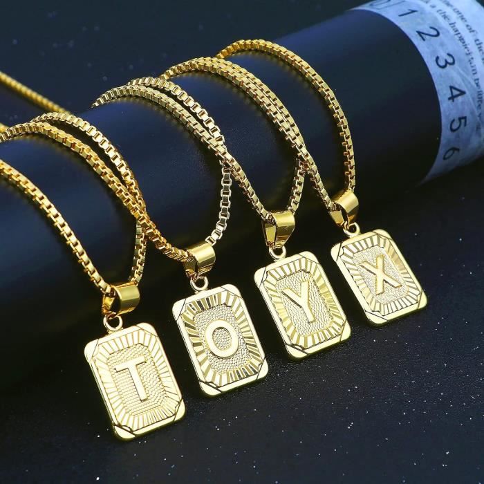 Collier Initial - Collier Plaqué Or Pour Homme Femme, Collier Homme, Capital A-Z 26 Lettres ...