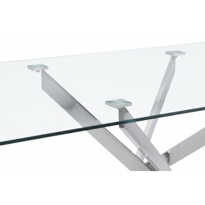 Table Repas JESSICA XXL Chrome et plateau en verre TRANSPARENT 180 cm 6 ...