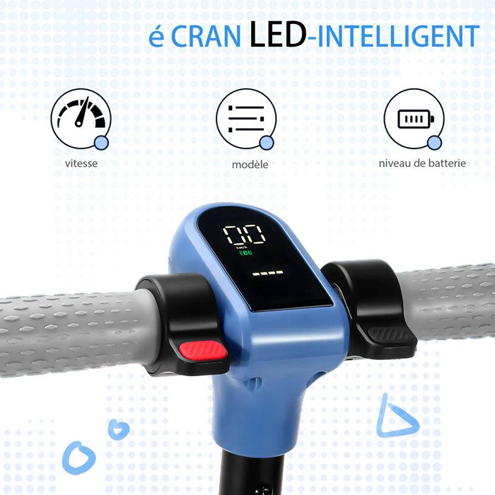 Vankel Trottinette Électrique Enfant 6-14 Ans – 12 km/h – Bleu , LED ...