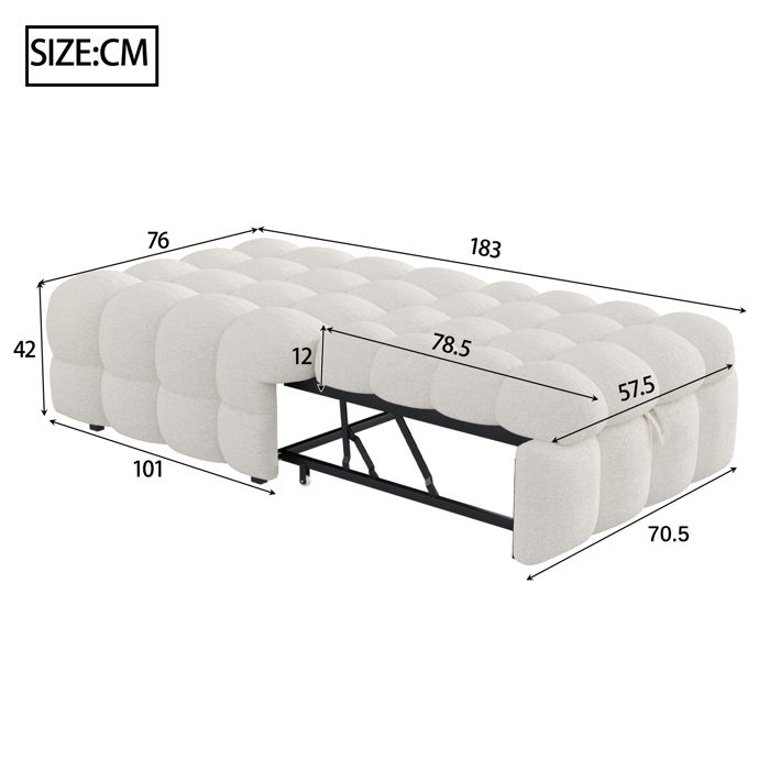 ULEVR Canapé-lit simple 2 en 1 compact, 183x76x42 cm - transformable ...