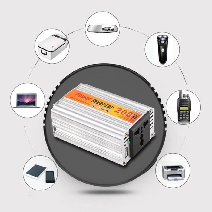 Inverseur d'argent automatique de voiture 200W, adaptateur d ...