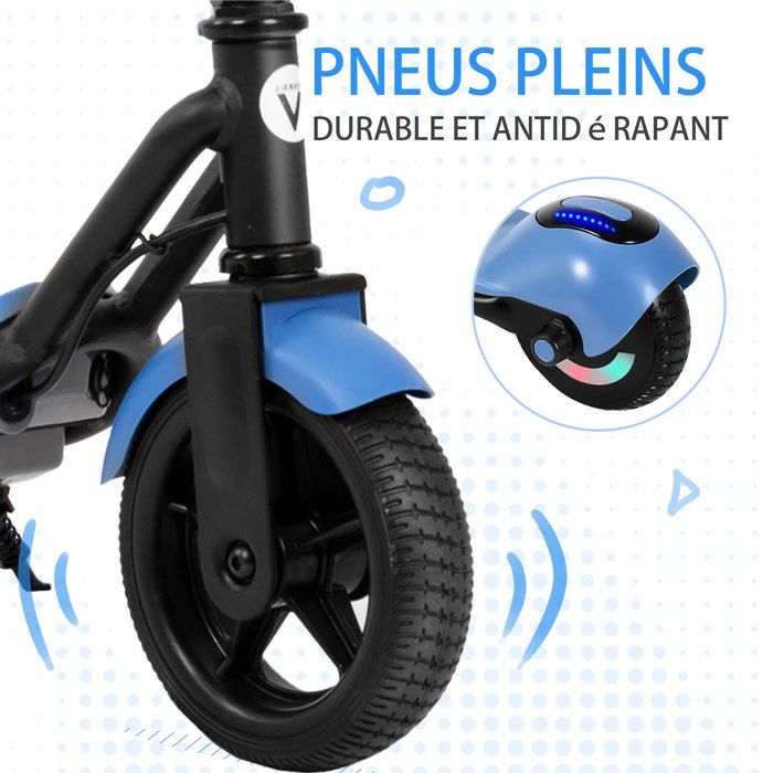 Vankel Trottinette Électrique Enfant 6-14 Ans – 12 km/h – Bleu , LED ...