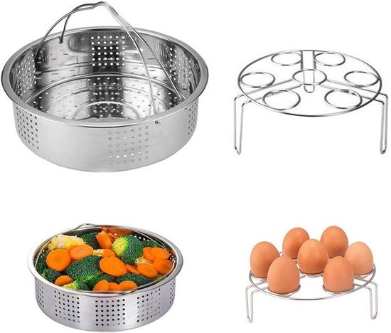 Panier vapeur en acier inoxydable 304 avec œuf cuiseur vapeur en acier inoxydable 304 compatible ...