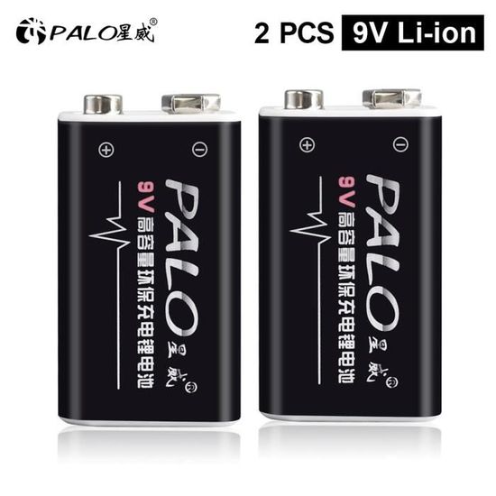 2 pièces 9v 600mAh--Batterie Lithium-ion Rechargeable 9 V, 6f22, 9 V ...