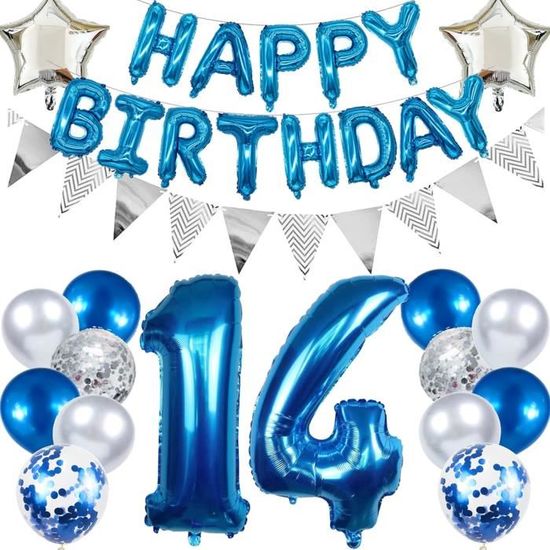 Decoration Anniversaire 14 Ans Garçon, Bleu Ballons Anniversaire Garçon ...