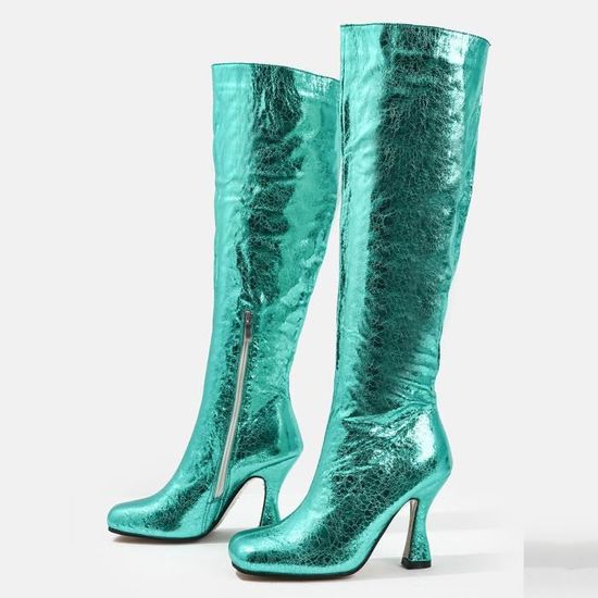 Bottes Femme Hautes d'Hiver à Talons Aiguilles Marque Luxe - Vert Vert ...