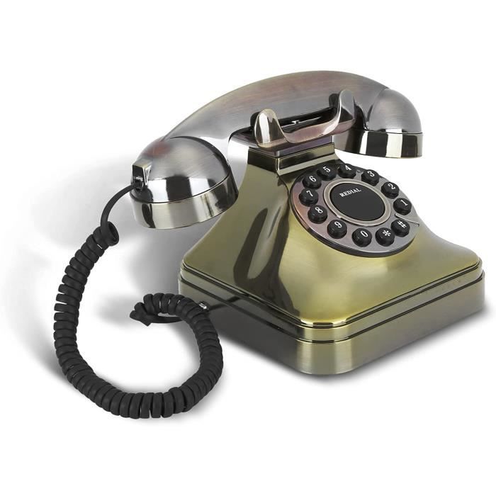 Téléphone Fixe Vintage, téléphone Filaire Haute définition en Bronze ...