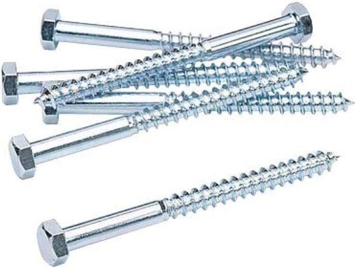 Tirefond, Zingué Blanc, Ø8x120, Tirefond tête hexagonale, en Acier ...