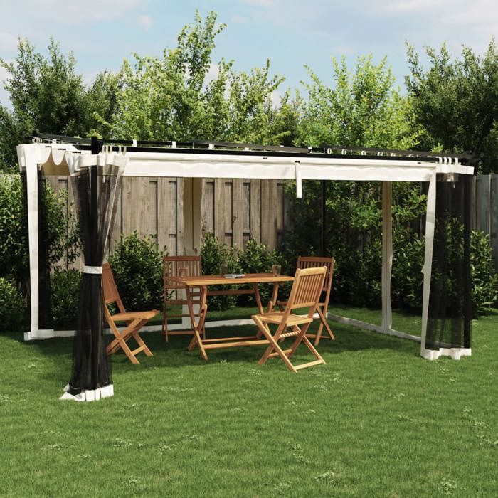 VidaXL Tonnelle avec parois en filet crème 4x3 m acier, tonnelle de ...