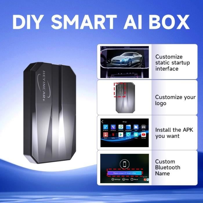 BOÎTE IA INTELLIGENTE DIY - HEYINCAR-Smart AI Box sans fil, Android ...
