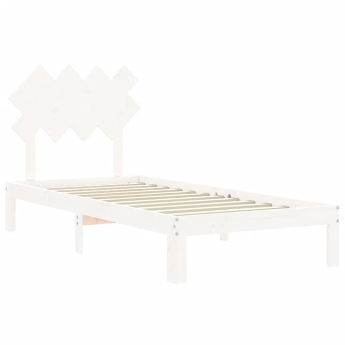 Cadre de lit simple en bois massif blanc - ATYHAO - A3193692 ...