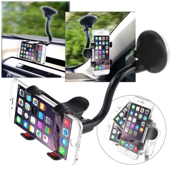 Support Ventouse 360° Fixation Pare-brise Voiture pour Smartphone Téléphone Mobile Portable ...