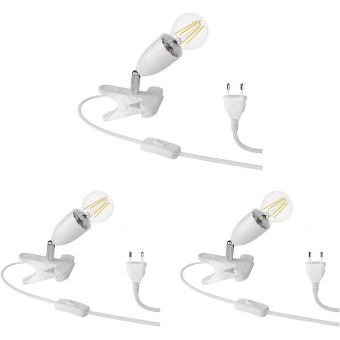 Spot À Pince E27 Lik,Blanc Avec Ampoule Led E27 1020Lm Blanche ...
