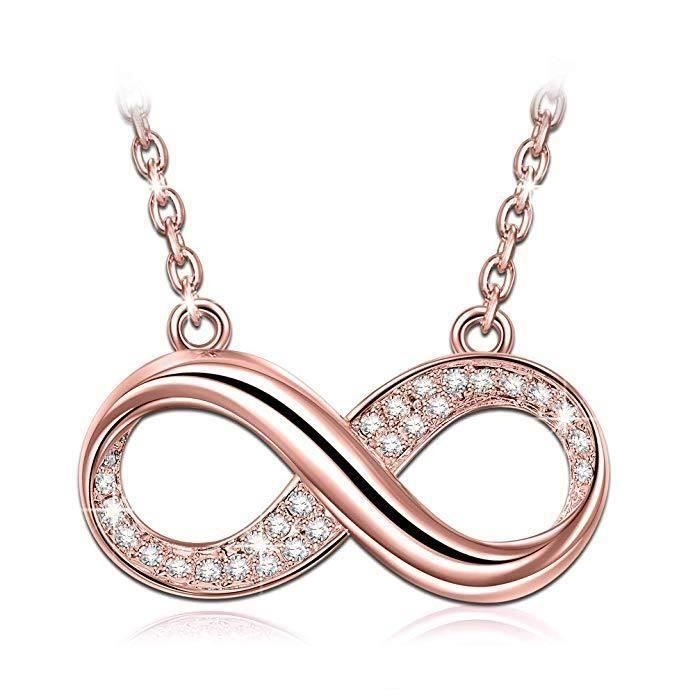 Infini Collier Pendentif Femme Plaqué Or,Cristaux sautoir sans Nickel ...