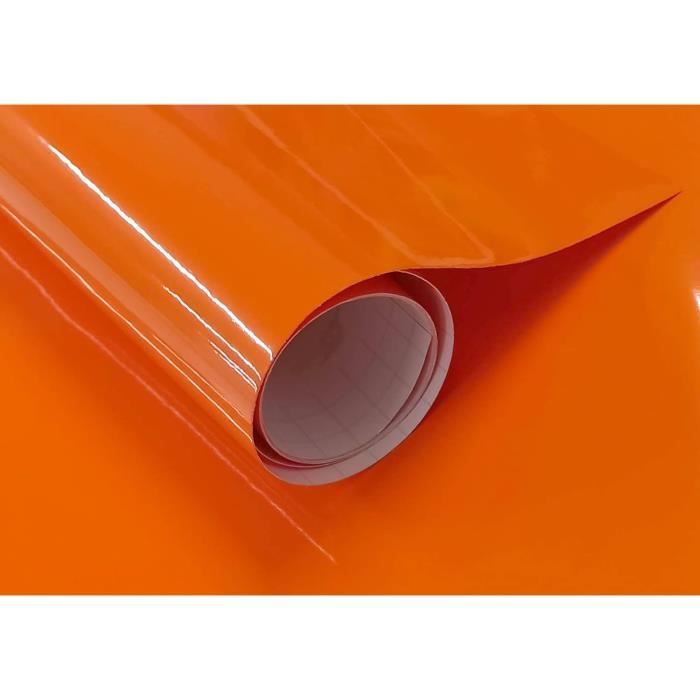 Vinyle Adhésif Orange Brillant 60 X 300 Cm Pour Meubles Cuisine Murs ...
