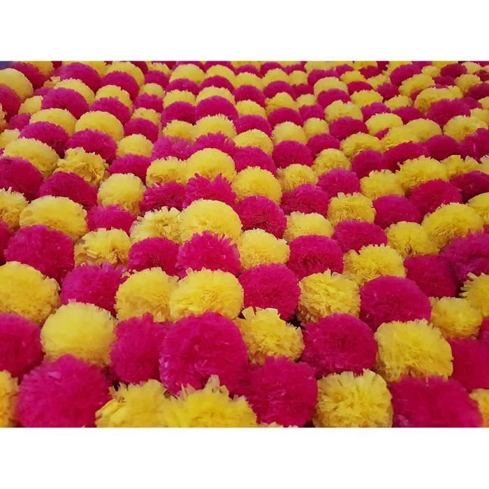 Guirlande De Fleurs De Calendula Artificielles Jaune Et Magenta De 1,5 ...