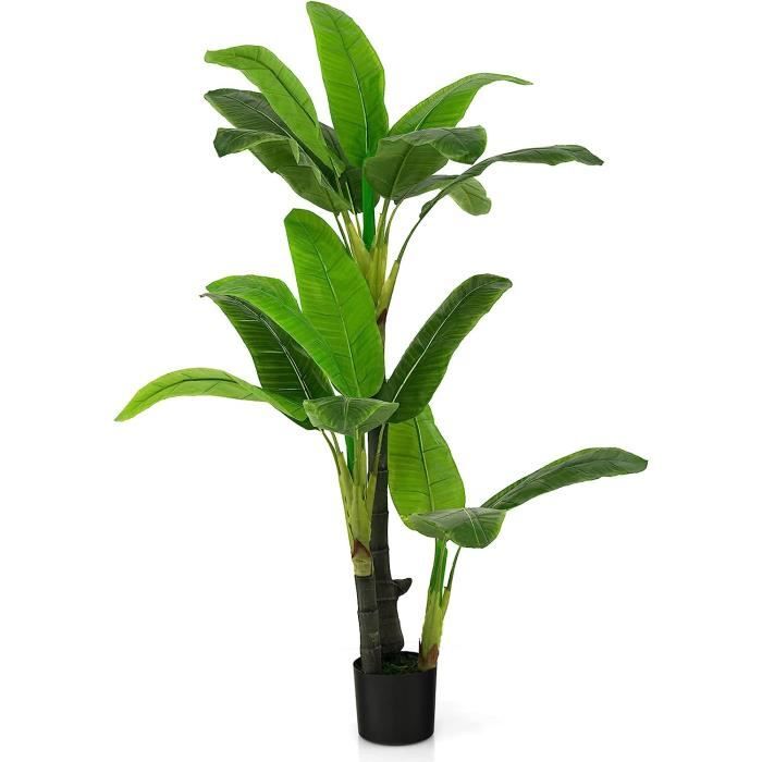 GOPLUS Bananier Artificiel de 152,4 cm de Haut, Faux Arbre Tropical ...