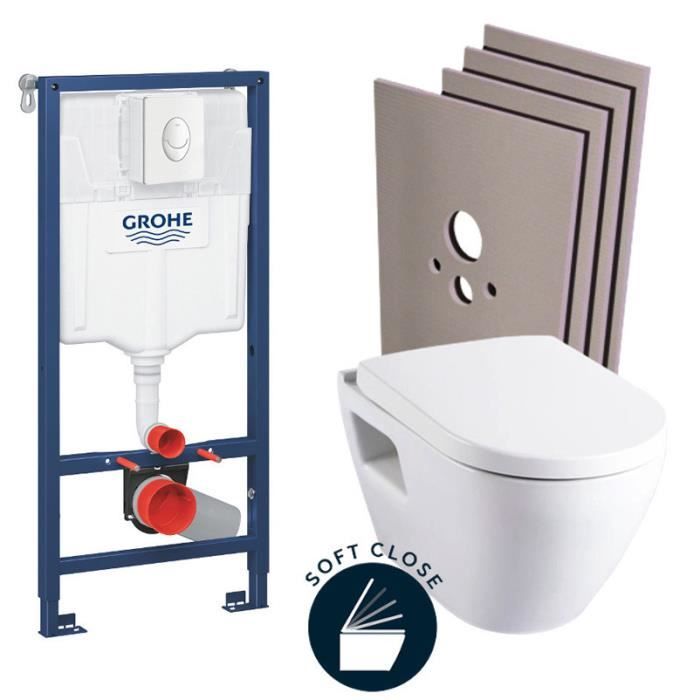 Grohe Pack WC Bâti-support Rapid SL + WC Serel SM10 + abattant ...