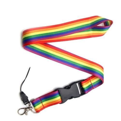 TOUR DE COU ARC EN CIEL CORDON LANIERE DRAGONNE COLLIER PORTE BADGE ...