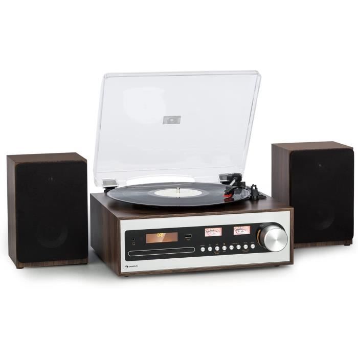 Auna Platine Vinyle, Tourne Disque Vinyle CD USB avec Haut Parleur, Tourne-disques Audio Vinyle ...