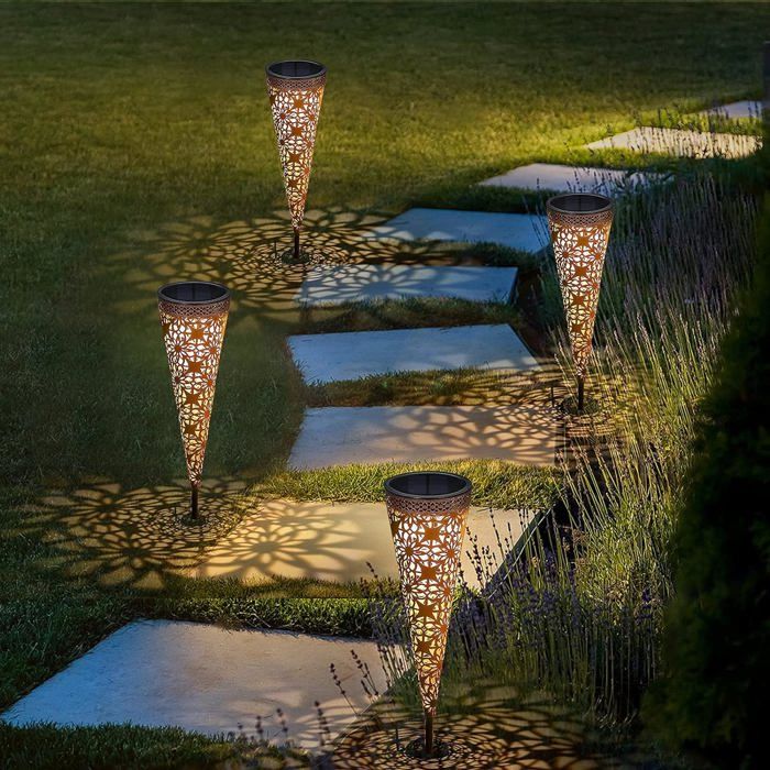 Lampes solaires de jardin en métal, 2 pièces lampes solaires Görvitor pour la décoration de ...