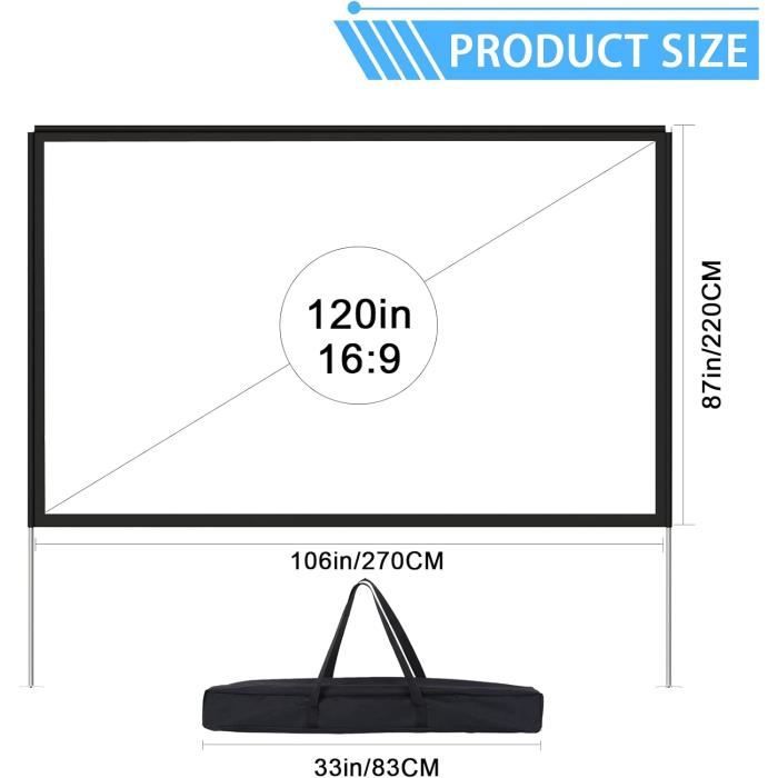 Ecran Videoprojecteur 120 Pouces, Ecran De Projection Devant Et ...