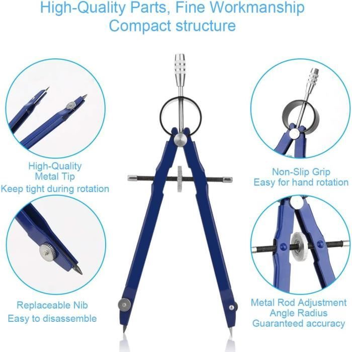 2 Pcs Boussole, Compas, Mathématiques Boussole, Compas Professionnel ...