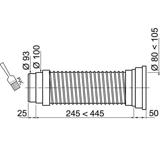 Pipe WC flexible - WIRQUIN - RWC1090 - Longueur 320-520 mm - Blanc ...