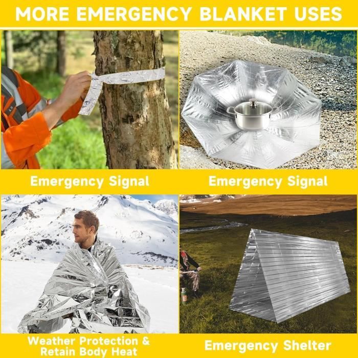 Lot De 4 Couvertures Thermiques D'Urgence En Mylar, Conçues Pour La ...