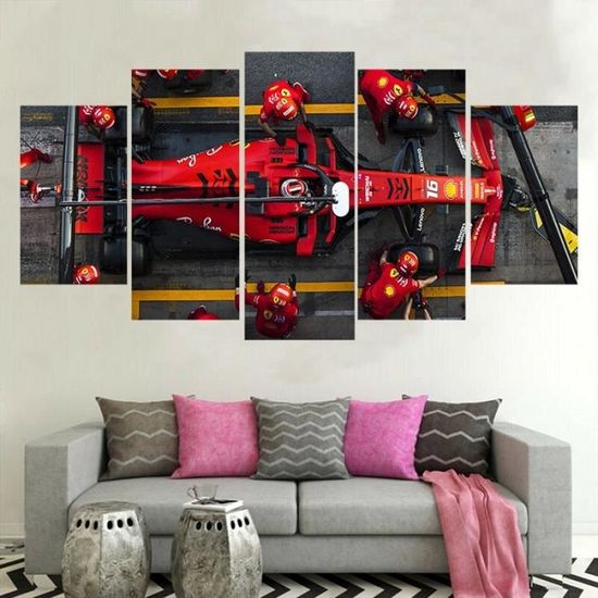 Acv-9602 Toile d'art mural F1 voiture de course 5 pièces imprimés de ...