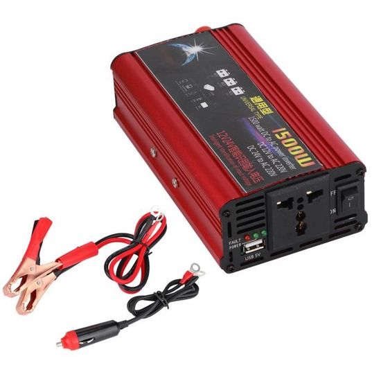 YUI Onduleur 12V à 220V 1500W voiture onduleur USB chargeur convertisseur adaptateur modifié ...