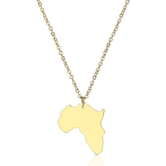 Collier Femme Pendentif Carte De L'Afrique En Acier Inoxidable 2X2.4Cm ...