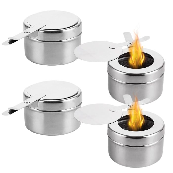 4 Pcs Fuel Dough Containers, Stainless Steel Alcohol Burner Cooking ...
