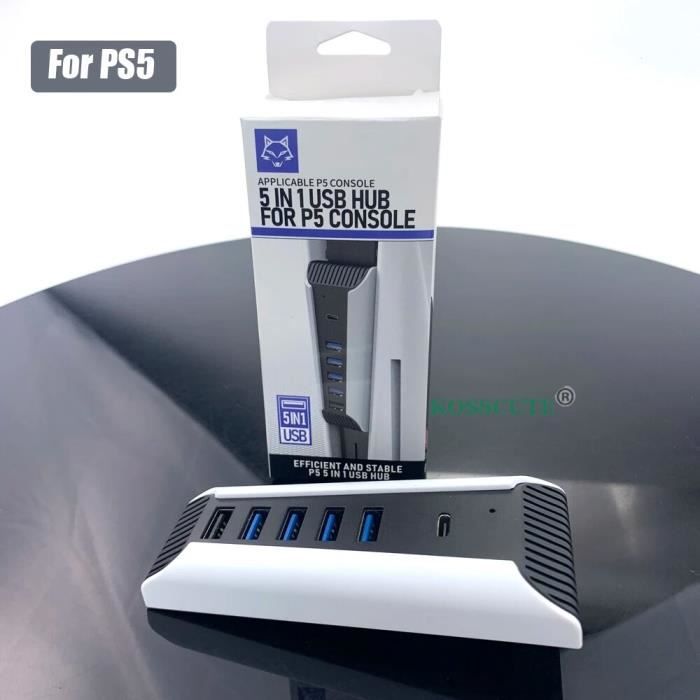 Nouveau Hub d'extension de séparateur USB 5 en 1 pour PS5, Hub USB USB3 ...